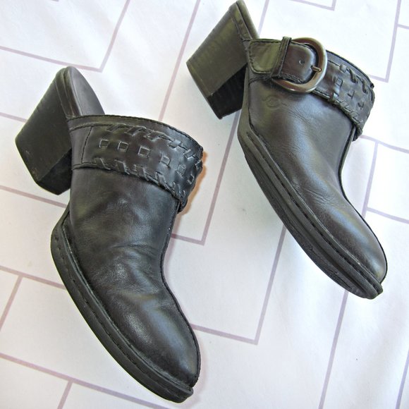 Born | Shoes | Born Lattice Buckle Mules Clogs Leather Black Sz 9 ...